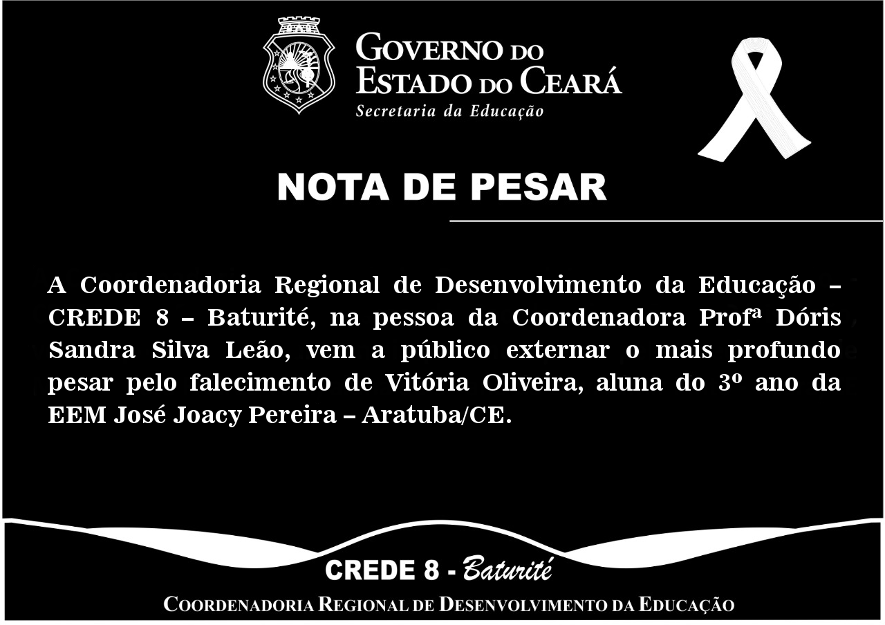 Nota de pesar - Coordenadoria Regional de Desenvolvimento da Educação
